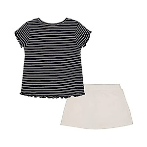 Tommy Hilfiger Baby Girls 2 Pieces Skort Set, White/Tommy Navy, 18 Months US
