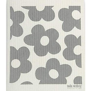 Trendy Tripper Swedish Dishcloths/Sponge Cloths - Packs of 4 Different Designs in Grey (4-Pk Grey: Garden, Berries, BLOMMORS, Country Life Flow)