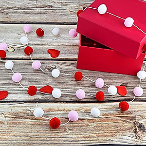 Jmkcoz Christmas Valentine's Day Felt Ball Garland Felt Banner Pom Pom Garland Decoration, 90 Pcs Pompom Balls Hanging Bunting Ornament for Mother's Day Wedding Birthday New Year Party Tree Wall Decor