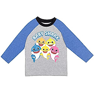 Pinkfong Baby Shark Toddler Boys Long Sleeve T-Shirt Fleece Pant Set Blue 3T