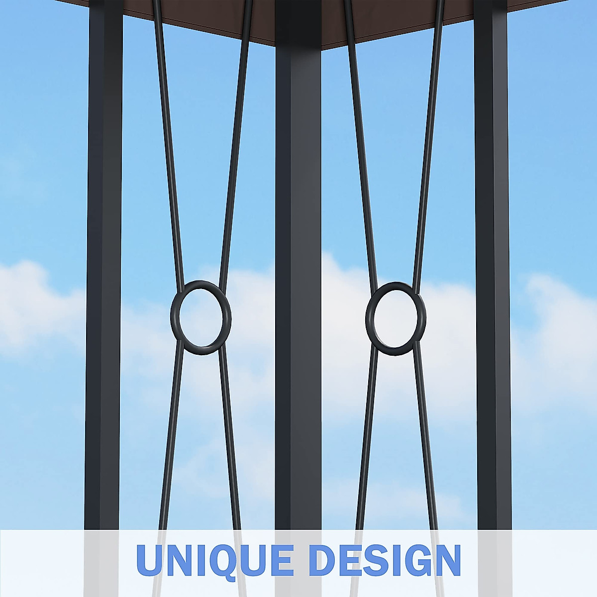 BACKYADOOR 10'X12' Gazebo, Outdoor Gazebo with Mosquito Netting, Patio Gazebo with Ventilation Double Roof for Patio, Deck, Garden (Dark Brown)