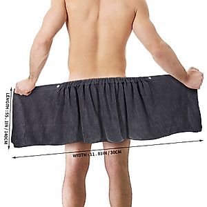 Preboun 2 Pack Men's Bath Wrap Towel Shower Wrap Towel Adjustable Terry Body Spa Towels with Pocket After Shower for Men Gift Spa College Bath Dorm Room Gym (Grey,White)