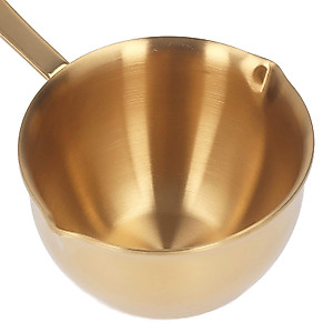 200ml Mini Saucepan 304 Stainless Steel Pot Two Side Spouts Design Butter Milk Chocolate Sauce Pan 3 Layer Composite Pot Bottom Dishwasher Safe (Gold)