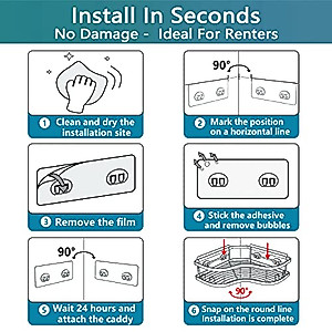 MXMAMK Corner Shower Caddy, 5-Pack Shower Organizer Corner Shower Shelf For Inside [Never Drop] Rustproof Adhesive Shower Caddy Corner Bathroom Shelves (Black)