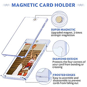 35pt Magnetic Card Holder for Trading Cards, 24 Pack Baseball Cards Protectors Hard Plastic for Collectible Sports Cards Acrylic Display Card Cases Fit 2.5x3.5in