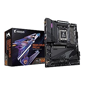 GIGABYTE B650 AORUS PRO AX (AM5/ LGA 1718/ AMD B650/ ATX/ 5-Year Warranty/ DDR5/ Quad M.2/ PCIe 5.0/ USB 3.2 Gen2X2 Type-C/WiFi 6E/ Intel 2.5GbE LAN/Q-Flash Plus/EZ-Latch/Gaming Motherboard)