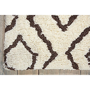 Nourison Galway Shag Ivory/Chocolate 5' x 7' Area-Rug, Easy-Cleaning, Non Shedding, Bed Room, Living Room, Dining Room, Kitchen (5x7)