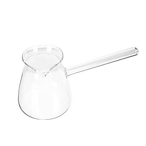 Glass Turkish Coffee Pot with Handle, Milk and Butter Warmer, Stovetop Tea Maker Coffee Maker, Heat- resistance Hot Chocolate Melting Pot, 450ML