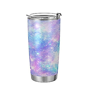 ALAZA Rainbow Galaxy Star Tie Dye Print Water Bottle Tumbler with Lid and Straws 20 Oz Stainless Steel Vacuum Insulated Coffee Travel Mug Cup