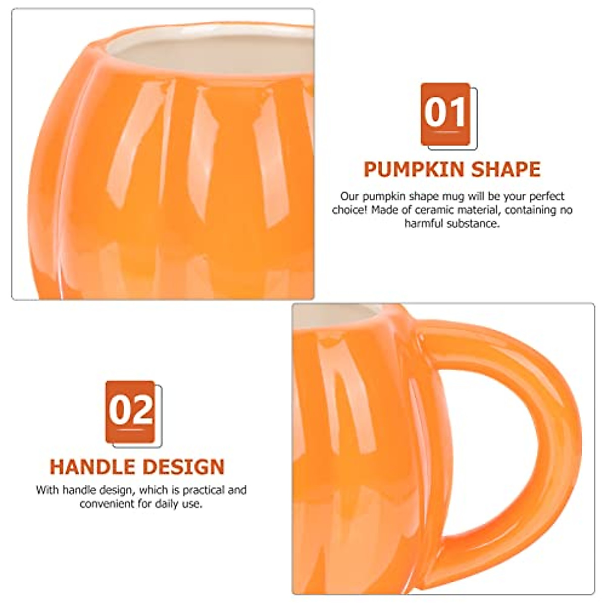 DOITOOL Halloween Mug Pumpkin Ceramic Halloween Coffee Mug Gift for Halloween Theme Party Favor, Novelty Coffee Mug Cup Autumn Harvest Festival Gift