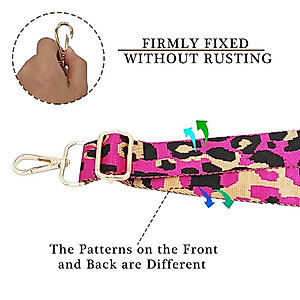 Womens Girls Crossbody Straps for Purses Pink Leopard Print Adjustable Guitar Strap for Handbags