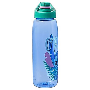Silver Buffalo Disney Lilo and Stitch Ohana Cute Stitch Water Bottle with Screw-On Lid, 28 Ounces