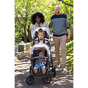 Vista V2 Stroller -Anthony (White & Grey Chenille/Carbon/Chestnut Leather) + Upper Adapters + RumbleSeat V2 - Anthony (White & Grey Chenille/Carbon/Chestnut Leather)