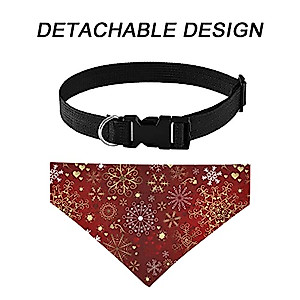 Christmas Pet Triangle Scarf for Small Medium Large Dogs Cats Pets Christmas Gold White Snowflakes Dog Bandana Dog Accessories Collar