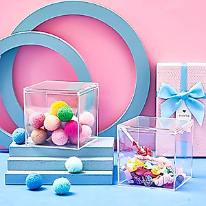 8 Pieces Clear Acrylic Plastic Square Cube Jewelry Box Mini Storage Box Mini Square Containers with Lids Storage Candy Box for Candy Pill and Tiny Jewelry (3.3 x 3.3 x 3.3 Inch)
