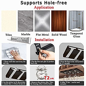 Hanging Wine Glasses Rack Under Cabinet Stemware Storage Hanger 16.54in with 4 Rows Stainless Steel Bar Shelves for Kitchen Restaurant Screw Install,Black,For 1.6 to 3.54 in Base Goblet (HJJ-003)