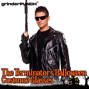 grinderPUNCH Mens Black Super Dark Sunglasses - Slim Wrap Around Gangster Style (Matte Black)