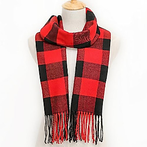 vimate Black Red Buffalo Checks Scarf, Super Soft Luxurious Cashmere Feel unisex for Men and Women Winter Scarf (US-Black Red Buffalo Checks)