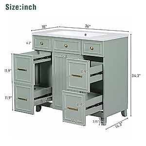 Eafurn 36" Bathroom Vanity with Sink Combo Set, Modern Undermount Shaker Cabinet, Includes Countertop & Integrated Sink, Soft Closing Door and 4 Drawers, Bath Room Dresser
