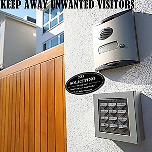 No Soliciting Signs for House, 2pack No soliciting Sign for Home- Printing on Wood, Self adhesive sticker at back, ideal for Front door, window, house,home, office. Black