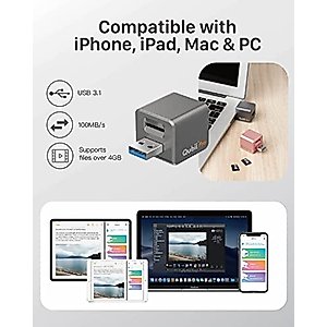 MAKTAR Qubii Pro USB-A Flash Drive, Auto Backup While Charging, MFi Certified Compatible with iPhone/iPad, Memory Stick iPad External Photo Storage for MacBook/Laptops/PC Photo Stick