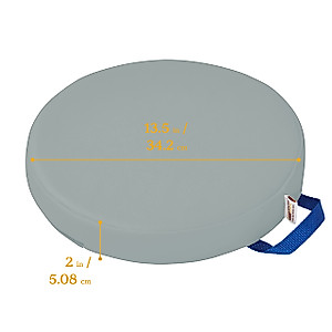 ECR4Kids SoftZone Floor Cushions with Handles, 2" Deluxe Foam, Round, Grey, (6-Pack)