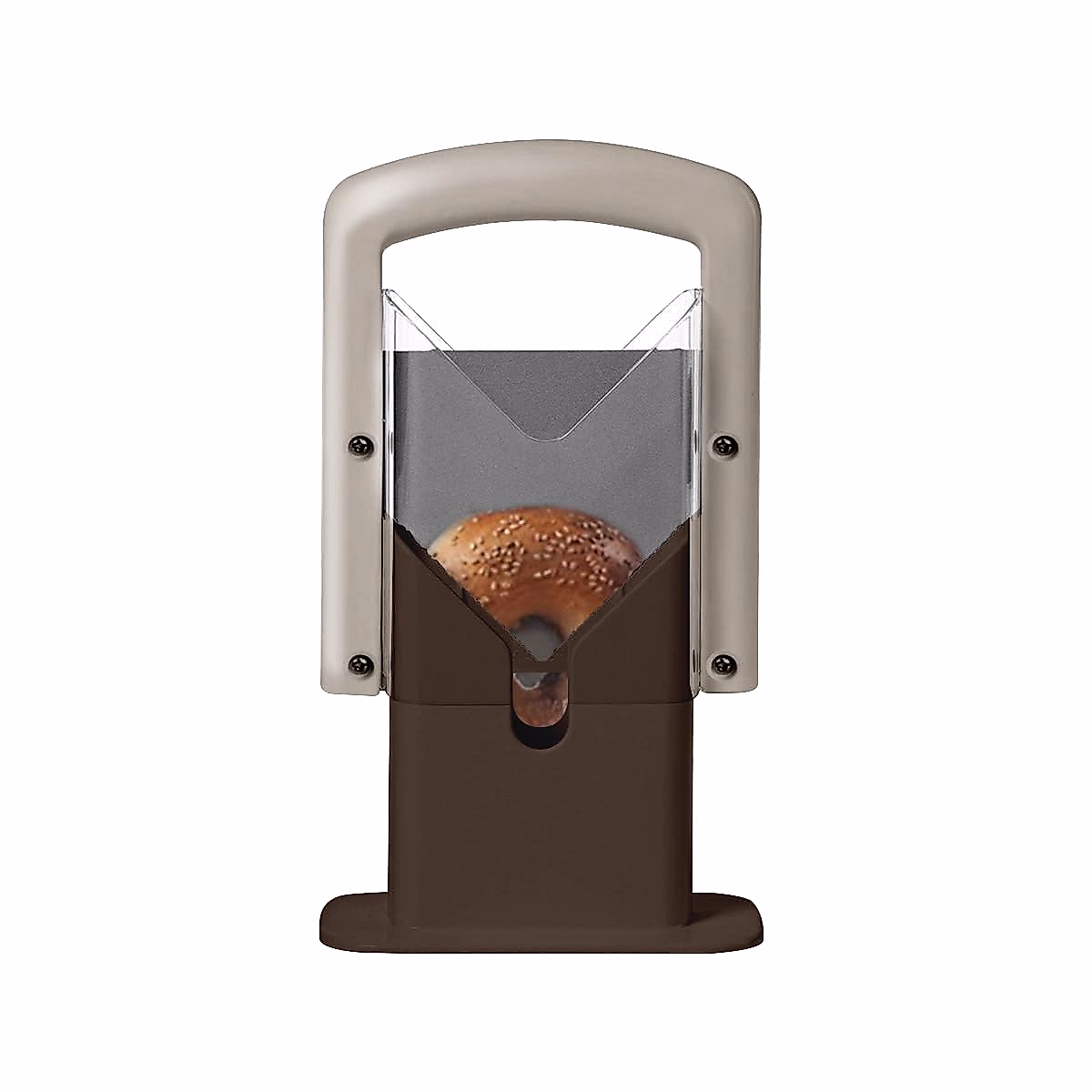 Bagel Slicer, Safety Handle, Bagel Cutter Stainless Steel (Silver)