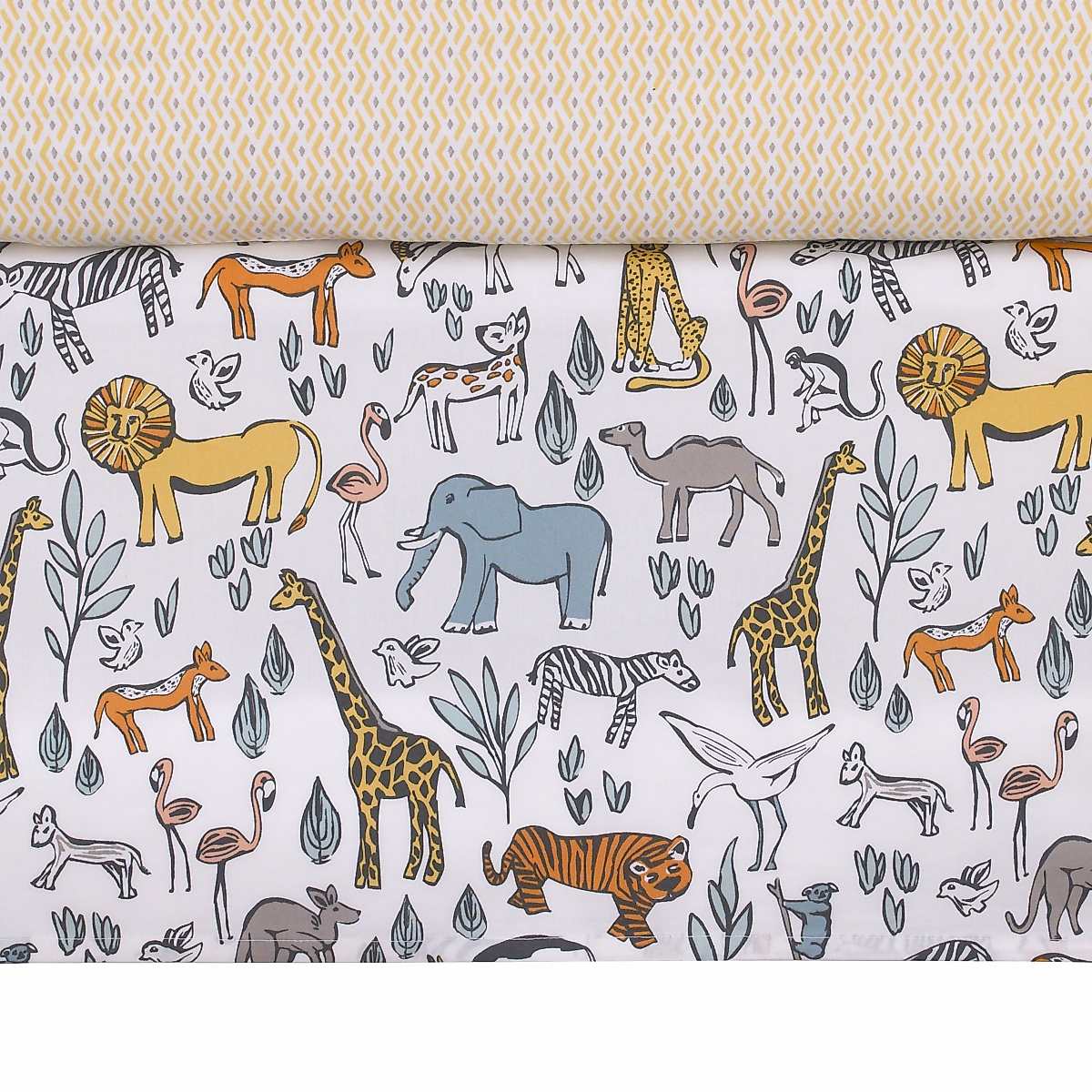 DwellStudio Safari Animal Print Crib Skirt, Gray/Yellow/Orange