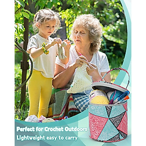 Coopay Small Yarn Storage Bag, Mini Knitting Bag Yarns Drum Case for Carry Yarn Ball, Crochet Kits, Knitting Supplies and Sewing Accessories, for Beginner, Crocheter and Crafter, Blue