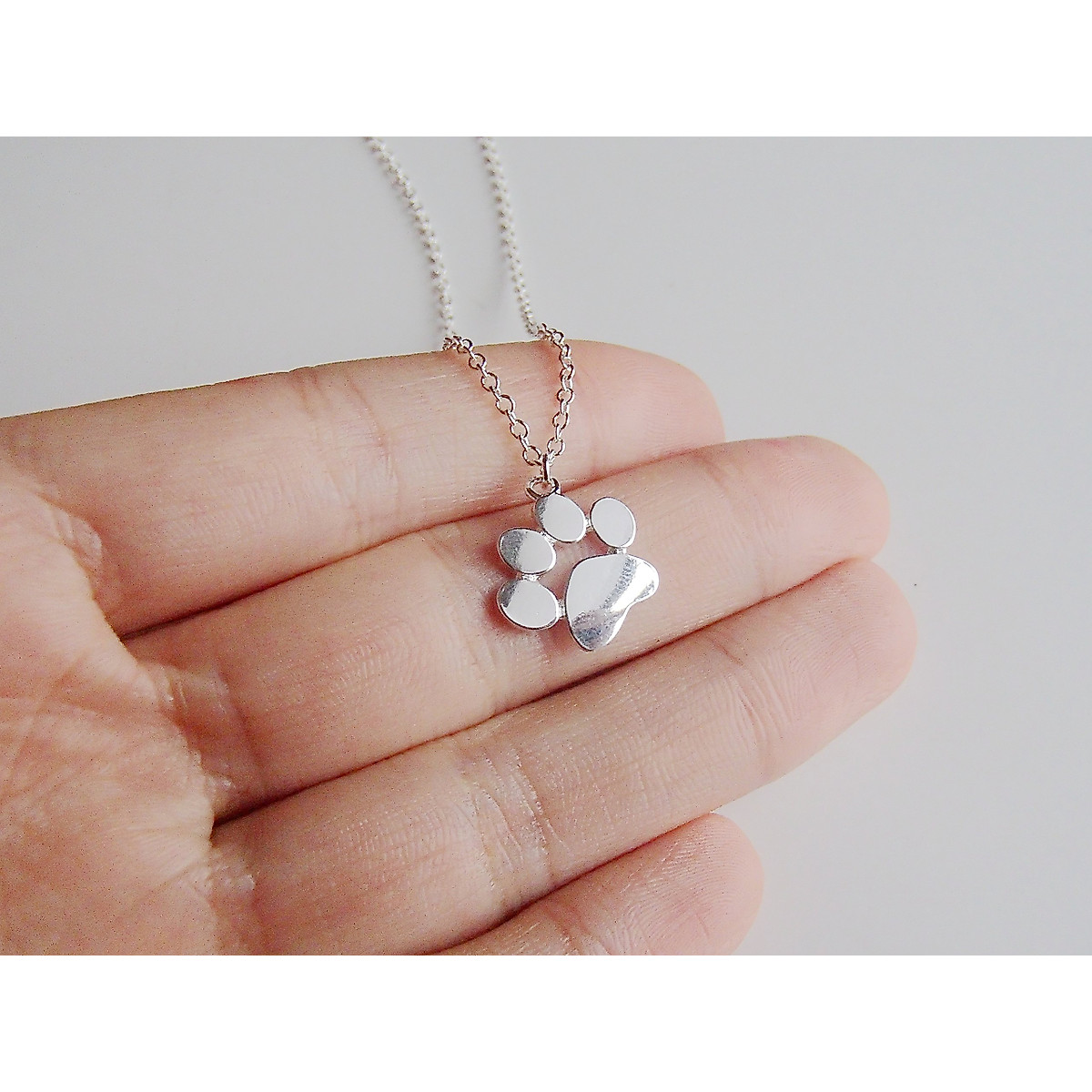 Paw Print Necklace, Paw Necklace, Dog Necklace, Dog Jewelry For Women, Dog Paw Necklace, Dog Pendant, Dog Necklaces For Women (Silver Tone)