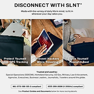 SLNT Faraday Bag Tablet Sleeve with Silent Pocket - Weatherproof Nylon, Signal Blocking Device Shielding for iPad, Samsung Galaxy Tab, Most Tablets, Travel, Privacy (Light Grey Nylon, Large)