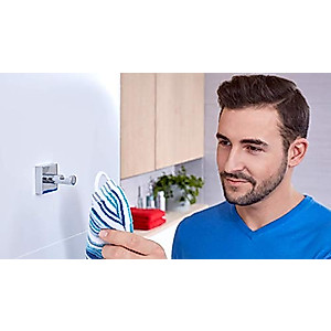 tesa EKKRO Bathroom Hook - No Drill Chromed Metal Self-Adhesive Hook for The Bathroom in Round Design - Stainless - Waterproof - Includes Removable Glue Solution