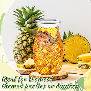 Zubebe Set of 8 Tiki Pineapple Glasses 17 oz Retro Relief Pineapple Cups Clear Pineapple Drinking Cup for Wine Cocktail Drink Martini Whiskey Juice Outdoor Pool Party Picnics
