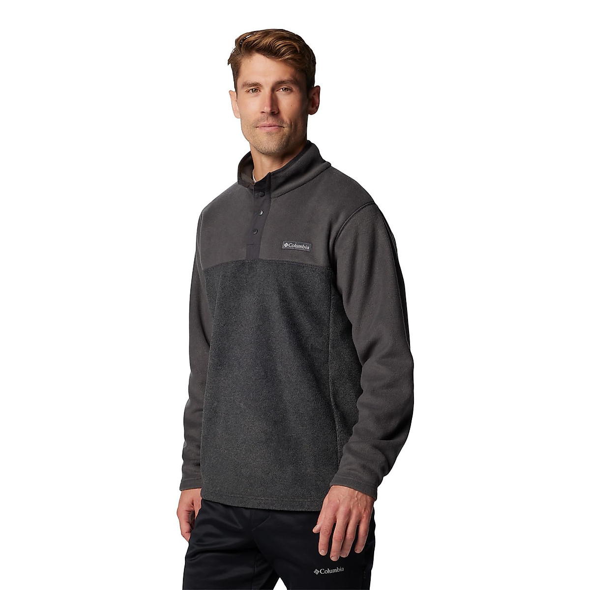 Columbia Men's Steens Mountain Half Snap, charcoal heather, shark, Large