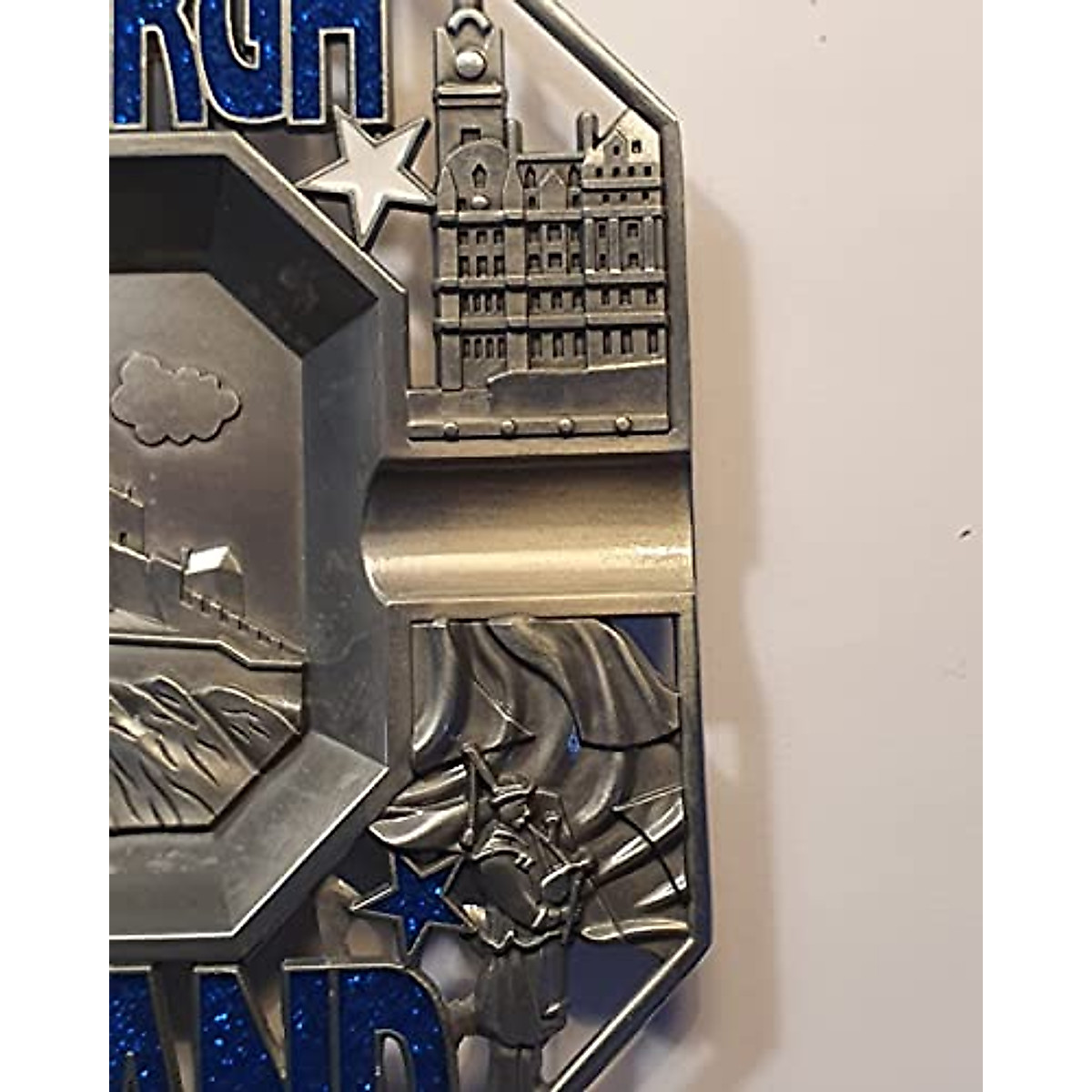 Edinburgh Scotland Metal Ashtray - Castle / Scottish Piper / Highland Cattle / Words in Blue Letters / Souvenir