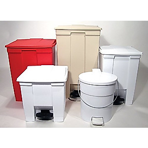 Rubbermaid Commercial Products Polyethylene 18-Gallon Fire-Safe Step-On Receptacle, Rectangular, Beige