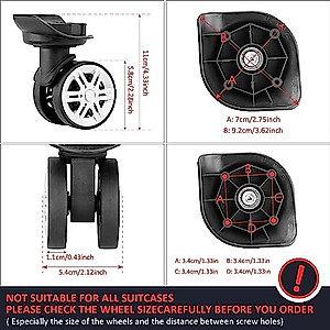 Baoblaze Luggage Suitcase Wheels Travel Suitcases Wheels Left & Right 360 Degree Rotation Double Row Swivel Caster Wheels for Carrier Travel Suitcases