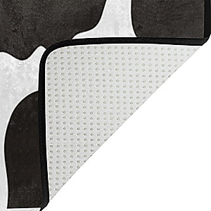 WellLee Door Mat,Black White Cow Skin Print Floor Mat Non-Slip Doormat for Living Dining Dorm Room Bedroom Decor 60x39 Inch