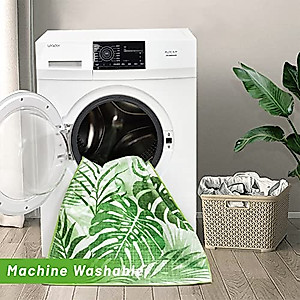 RUGSREAL 5x7 Area Rug for Living Room Low Profile Palm Tree Leaf Area Rug Large Throw Carpet Indoor Machine Washable Rug for Bedroom Kitchen Patio Home Decor, 5' x 7' Green