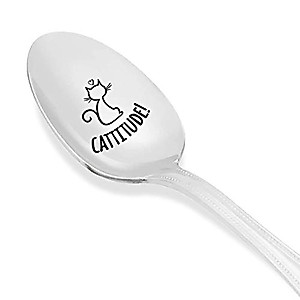 Crazy cat lady gifts | Cat lover gift for women | Funny Christmas gift ideas for men | Funny Cat mom gifts | Cattitude engraved spoon gift | Best Cat Mom Ever Rude Cat Lovers Cat Memes Gift