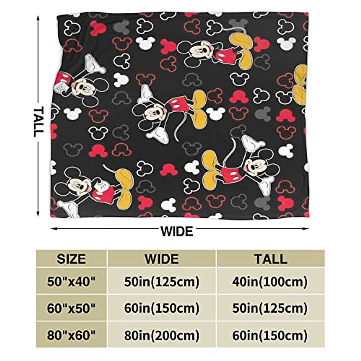 Cartoon Mouse Blanket Ultra Soft Cozy Warm Throw Blanket Lightweight Microfiber Sherpa Plush Throws for Sofa Couch Bed Living Room All Season,Black