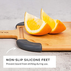Elihome Paddle Series Kitchen Cutitng Board& Serving Board with handle,Juice Groove,Non-slip Feet,Dishwasher Safe,Reversible,Wood Fiber Composite,Eco-Friendly,Non-Porous,Small- 13.5" x 7.5" Natural