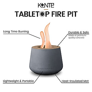 Tabletop Fire Pit - Concrete Fire Bowl, Mini Portable Tabletop Fireplace for Indoor Outdoor, Rubbing Ethanol Alcohol Round