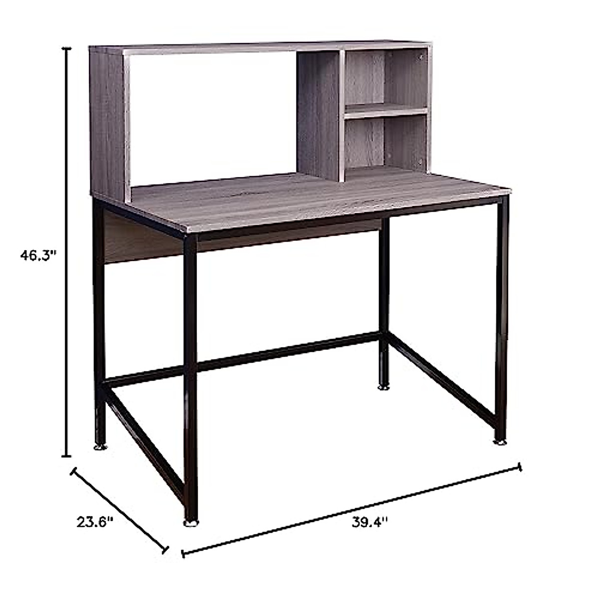 Target Marketing Systems Porter Computer Desks, Modern Writing Desktop with Hutch and 2-Open Shelves, Working Table for Home, Office, Bedroom and Study, 39.4", Gray Finish