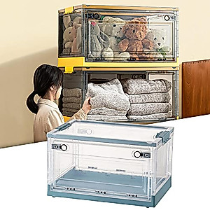 Multipurpose Storage Box Storage Organizer with Lids Folding Storage Bucket Dirty Clothes Case for Ties Socks Towel Toys Organization, Light Blue