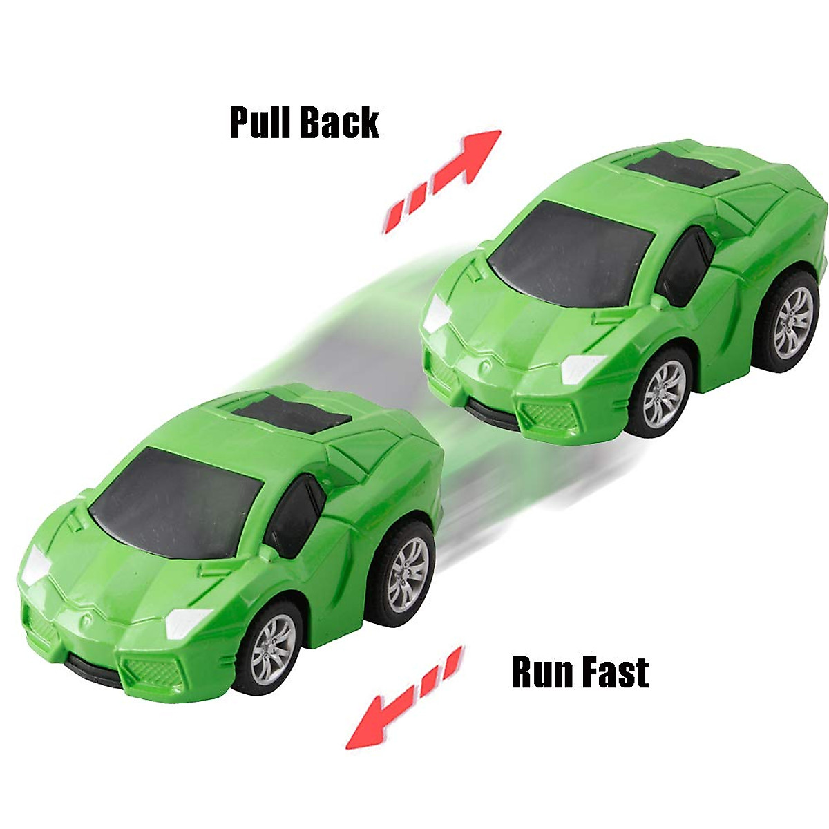 WISHTIME Pull Back Car Toy Set - 9 pcs Assorted Mini Die Cast Vehicle Friction Powered City Car Playset for Toddlers Kids Boys