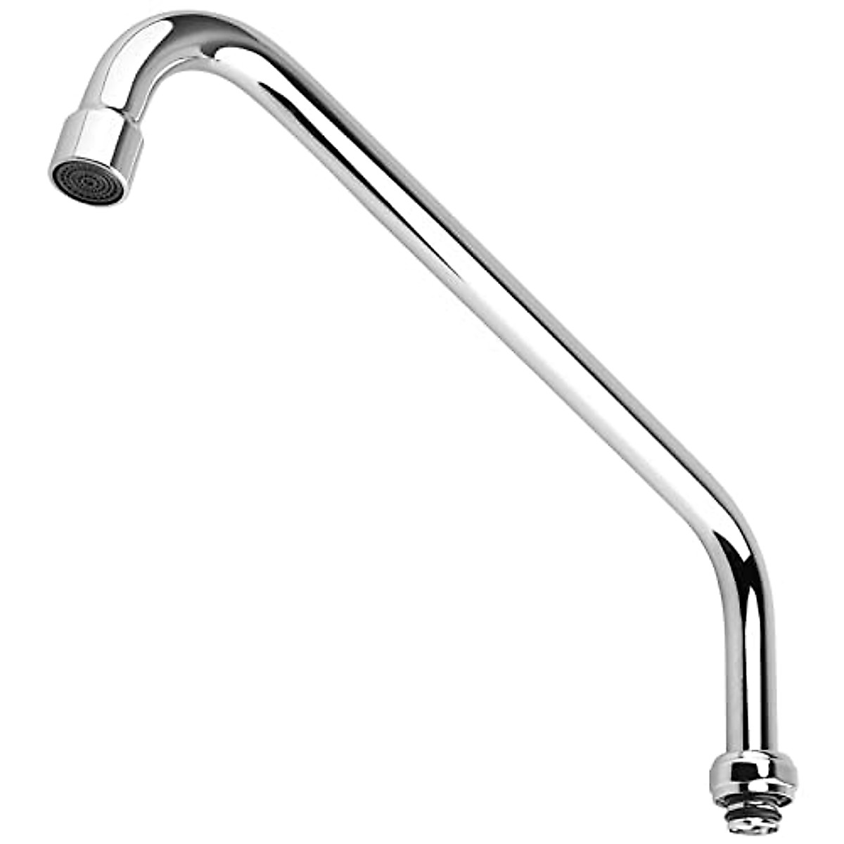 Launceter 12 Inch Swivel Spout for Commercial Faucet, Chrome Polished 360° Swing Spout, 2.2 GPM Stainless Steel Add-on Spout for All Brand Commercial Kitchen Sink Faucets (M25*1.25mm)