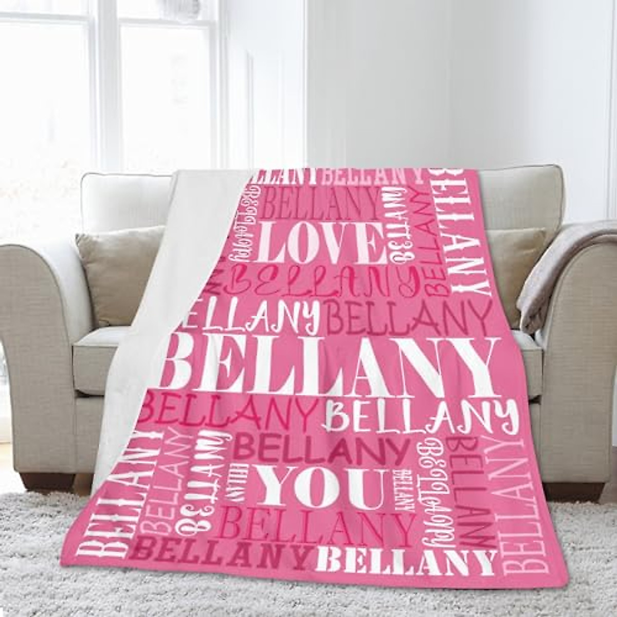 Personalized Name Blanket for Kids Boys Girls Children Custom Baby Blanket with Multiple Fonts for Bed Couch Room Soft Throw Blanket Gifts for Christmas Halloween Birthday Anniversary(Pink)