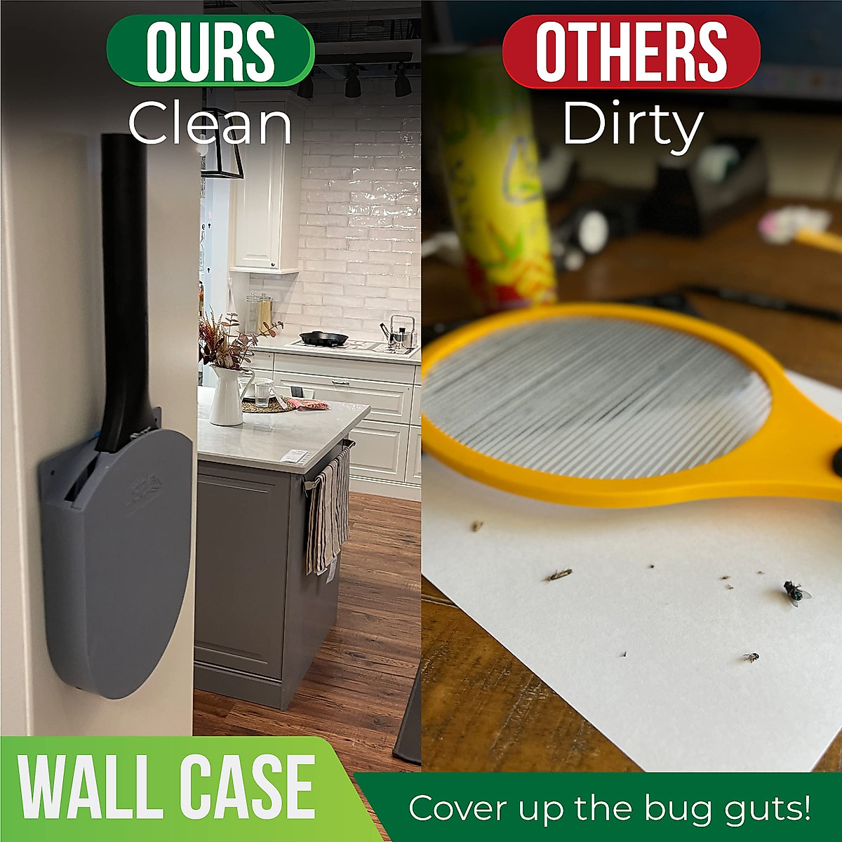 SBL Home Electric Fly Swatter Racket, Electric Mosquito Swatter, Bug Zapper Racket, Electric Fly Bat with Patented Wall Case, Gray, Black (2 Pack)