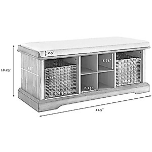 Crosley Furniture Brennan Entryway Storage Bench and Hanging Shelf Set, White